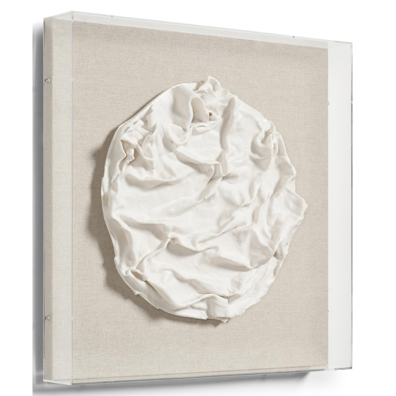 Biarritz œuvre d’art dans une boîte en plexi white ceramix 40x40cm