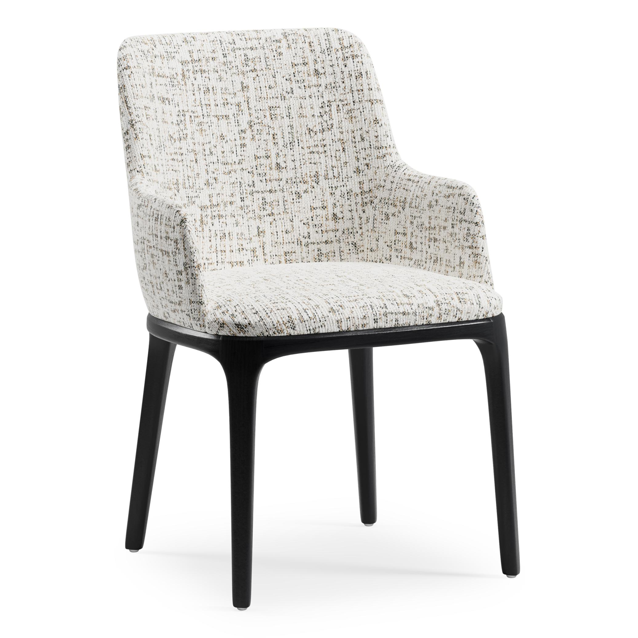 Cardano armstoel in Tropo stof Moss met stoelpoot in zwarte eik