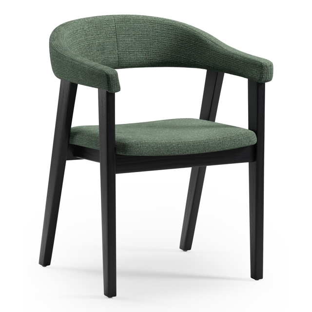 Fauteuil Gubbio en Dolore tissu Jungle avec pied de chaise en chêne noir