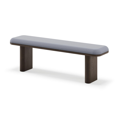 Asiso zitbank in zwarte eik 160 cm met zitting in Basic stof Grey