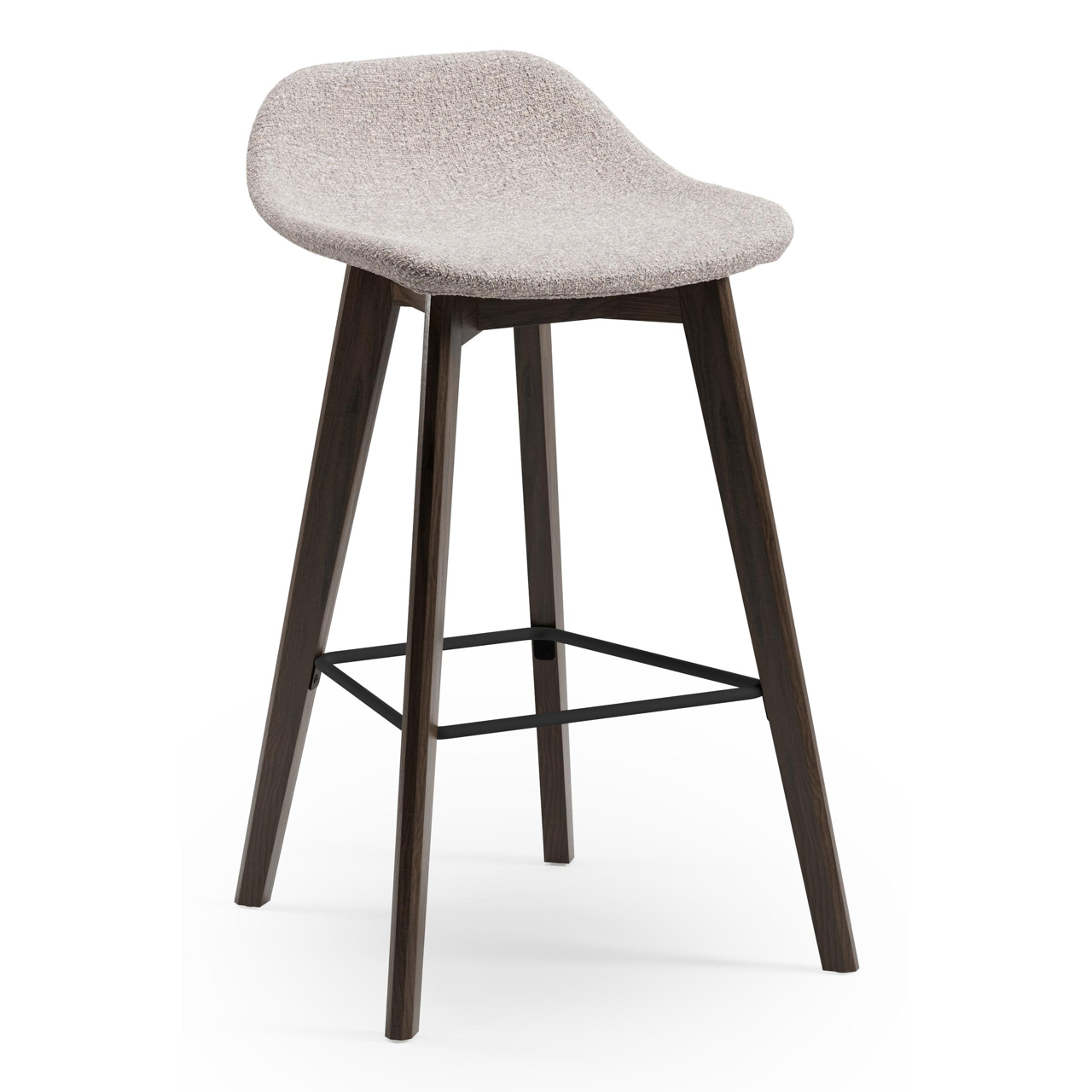 Vasco lage barstoel in gerookte eik met zitting in Stanza stof Shell