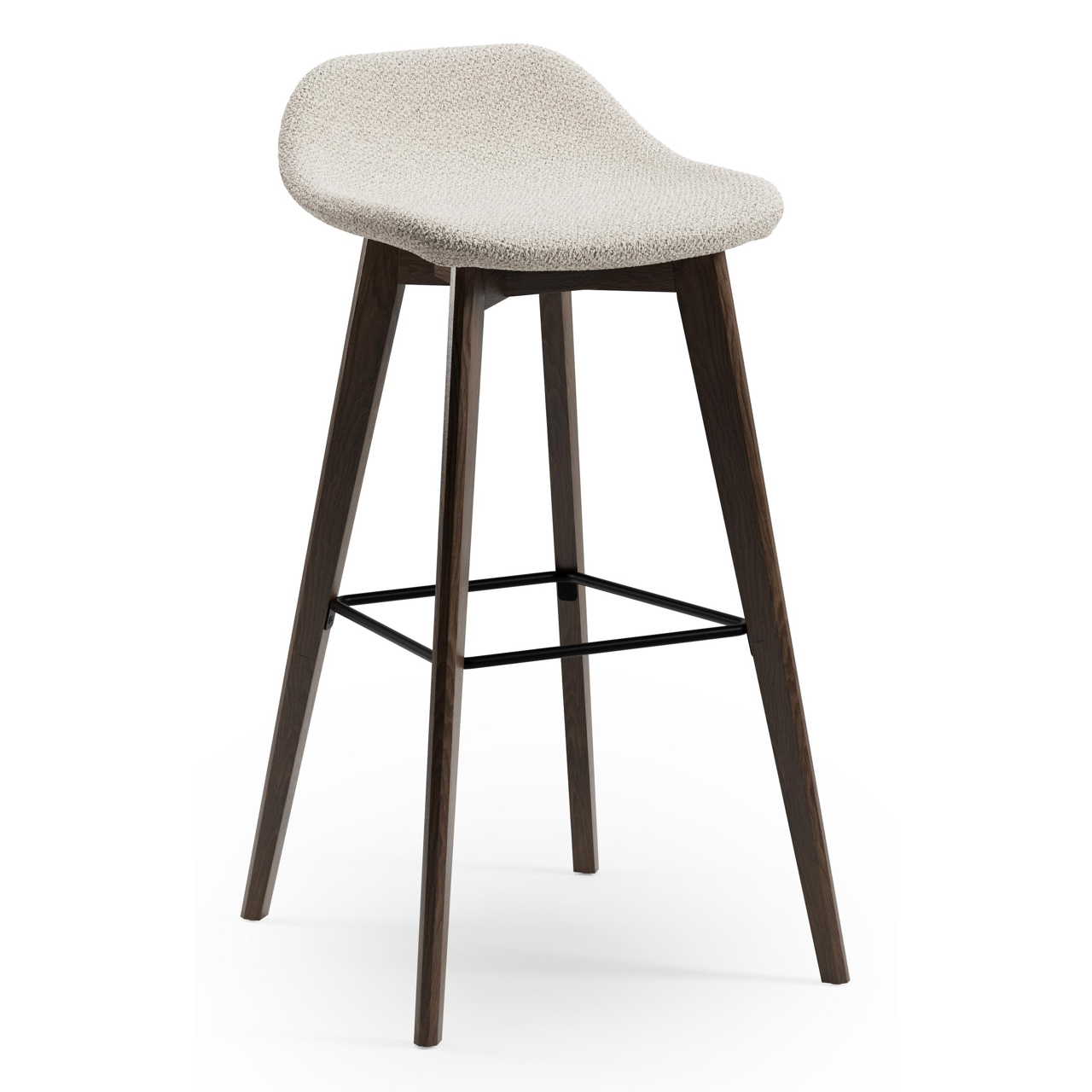 Vasco hoge barstoel in gerookte eik met zitting in Hero stof Beige