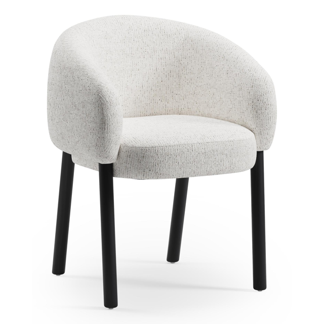 Fauteuil Cassano en Sempre tissu Pearl avec pied de chaise en chêne noir