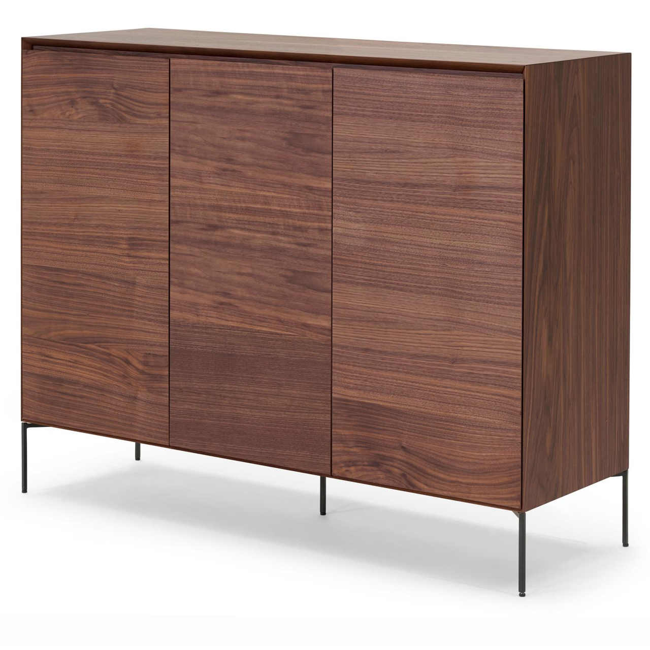 Arno hoge dressoir in walnoot met vierkante poten 140 x 45 cm