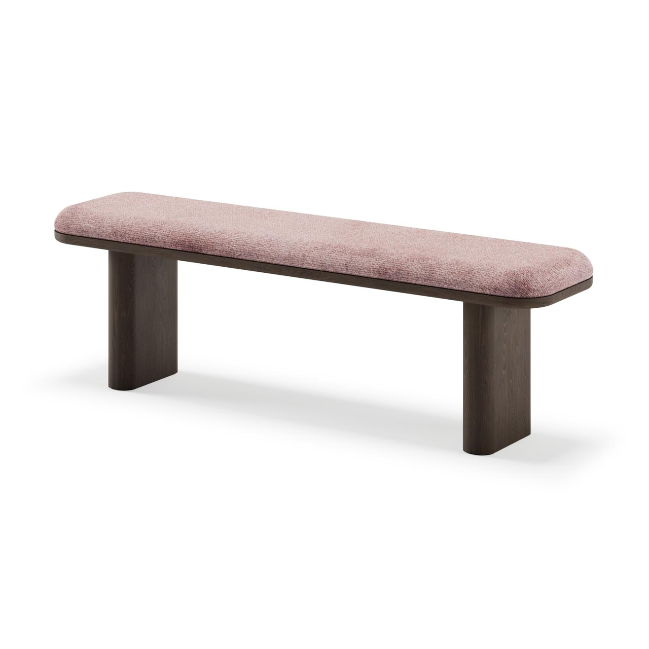 Asiso zitbank in zwarte eik 160 cm met zitting in Alti stof Rose