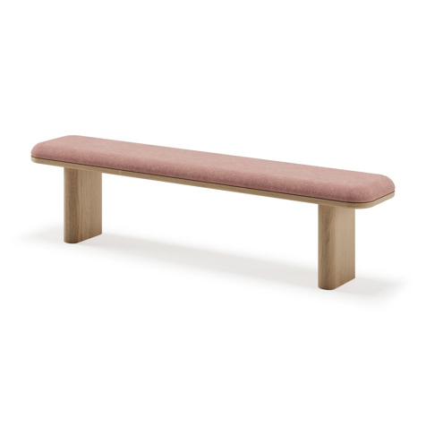 Asiso zitbank in natuurkleurige eik 200 cm met zitting in Volti stof Rose