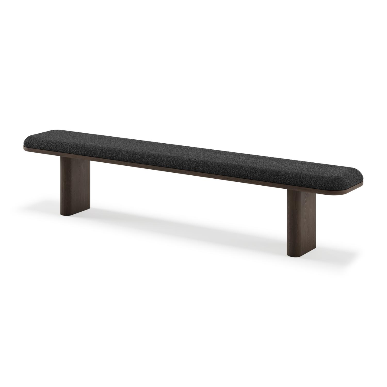 Asiso zitbank in gerookte eik 240 cm met zitting in Ritmo stof Black